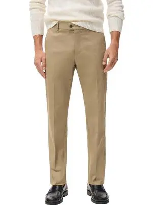 Mango Slim Fit Stretch Cotton Twill Pants - Beige