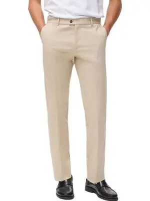 Mango Slim Fit Stretch Cotton Twill Pants - Ecru