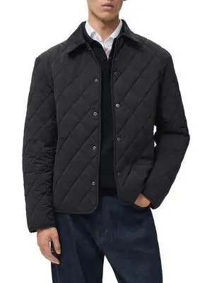 Mango Water Repellent Quilted Jacket Black