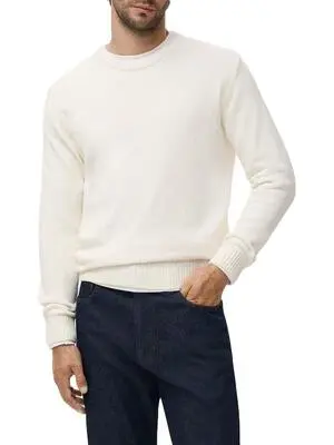 Mango Fine Rib Knit Crewneck Sweater - Off White
