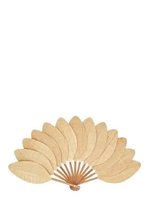 EVA VENTAI Large Palmette Raffia Classic Format Fan - Natural