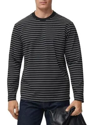 Mango Stripe Long Sleeve T-shirt Black