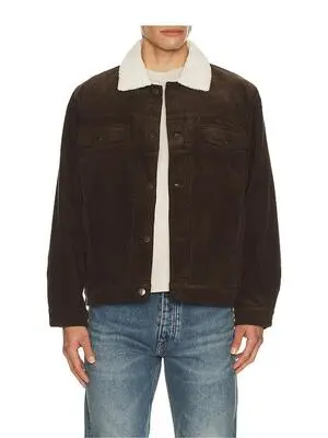 RHYTHM Flannel Lined Cord Trucker Jacket - Chocolate