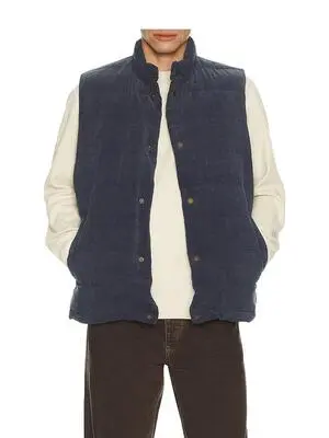 Marine Layer Cord Puffer Vest - Washed Indigo