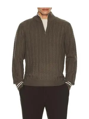 REISS Tuscano Quarter Zip Sweater - Khaki Green