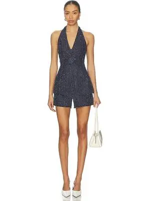 AMUR Nevin Halter Romper - Denim Tweed