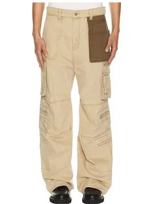 We11Done Washed Cargo Trousers - Beige