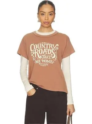Daydreamer John Denver Country Road Reverse Gf Tee - Mocha Mousse