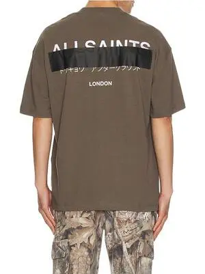 ALLSAINTS Redact Crew Tee In Taupe - Forest Green