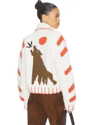 GOGO SWEATERS Coyote Cardigan - Snow & Orange