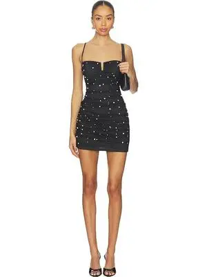 Minkpink Stella Mesh Mini Dress - Black & Pearl