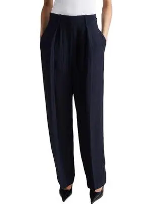 Victoria Beckham Pleated Wide-leg Trousers - Navy