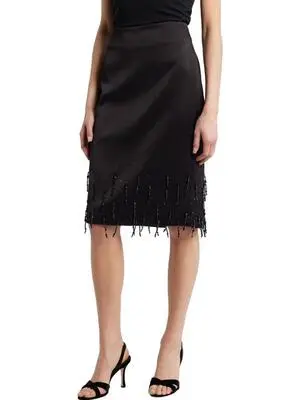 MANGO Crystal Trim Midi Skirt