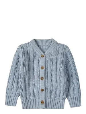 MINIMOI Oversized Cable-knit Cardigan Sweater - Blue