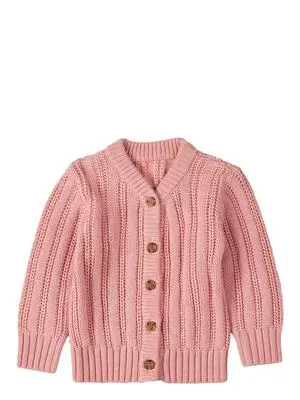 MINIMOI Oversized Cable-knit Cardigan Sweater - Pink