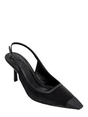 PROLOGUE SHOES Alive Satin Slingback Pumps Black Satin