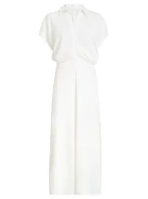 Brunello Cucinelli Twill Dress With Monili - White