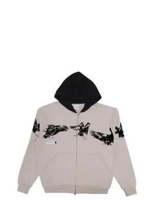 STUDENTS Graphic Zip Hoodie - Cream