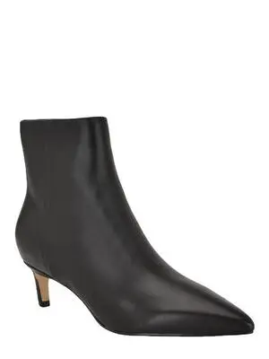 Nine West Pointed Toe Kitten Heel Bootie - Black Leather