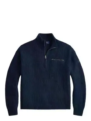 Polo Ralph Lauren Half-zip Wool-blend Sweater - Blue
