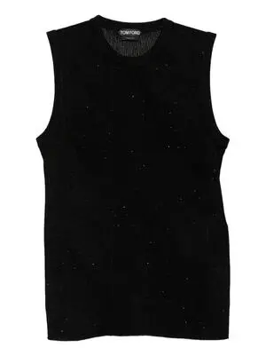TOM FORD Sequin-embellished Ribbed Tank Top - Black