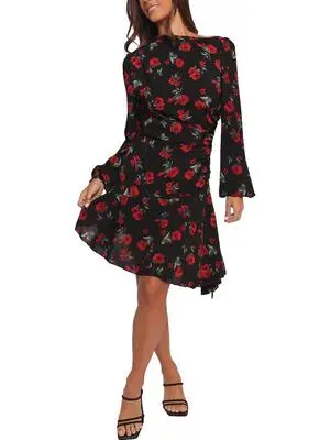 PETAL & PUP Mariska Long Sleeve Midi Dress - Rose Print