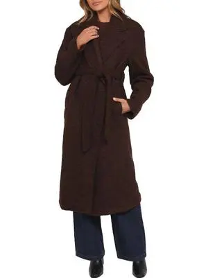 PETAL & PUP High Pile Fleece Wrap Coat - Chocolate