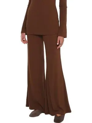 PETAL & PUP Knit Top And Wide Leg Pants Set - Brown