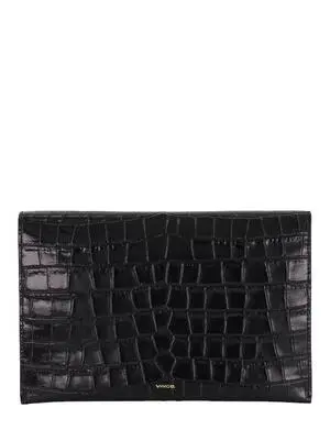 VINCE Croc Embossed Leather Clutch