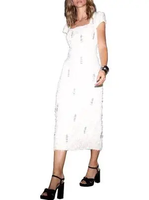 Mint Velvet Embellished Jacquard Midi Dress - Ivory