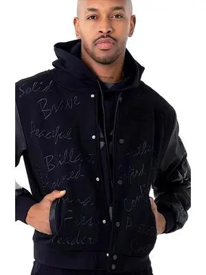 DAI MODA Affirmation Letterman Jacket - Black