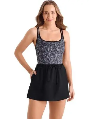 SHAPESOLVER SPORT Skirted One-piece Swimsuit - Pixel Twilight