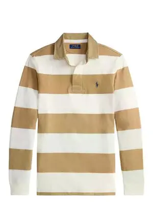 Polo Ralph Lauren Striped Collared Rugby Polo Shirt - Brown