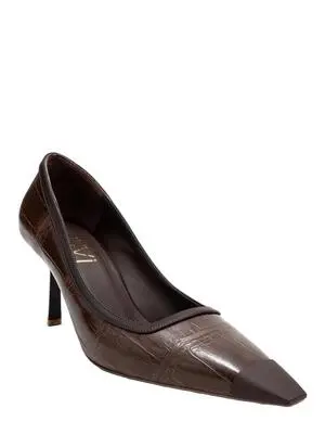 PROLOGUE SHOES Rona Pointed-Toe Pumps Brown Printed