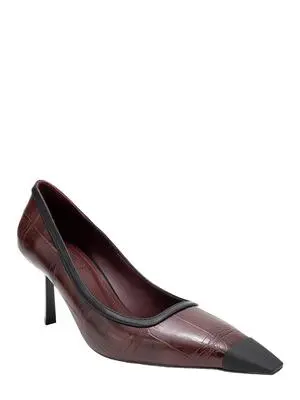 PROLOGUE SHOES Rona Pointed-Toe Pumps Burgundy Printed