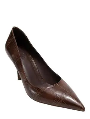 PROLOGUE SHOES Marcus Pointed Toe Pump Brown Printed