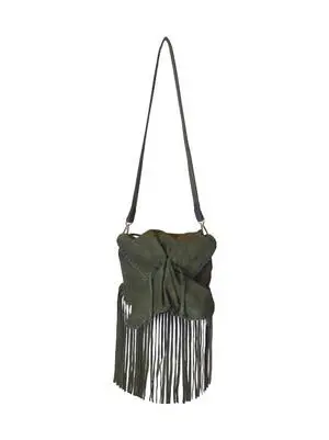 Carlos Falchi Suede Fringe Butterfly Bag - Olive