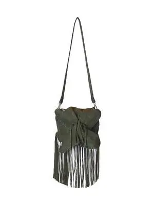 Carlos Falchi Suede Fringe Butterfly Bag - Olive