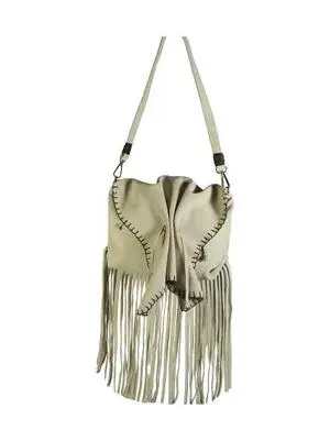 Carlos Falchi Suede Fringe Butterfly Bag - Sand