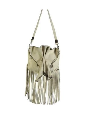 Carlos Falchi Suede Fringe Butterfly Bag - Sand