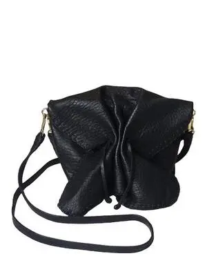 Carlos Falchi Butterfly Lambskin Crossbody Bag - Black Obsidian