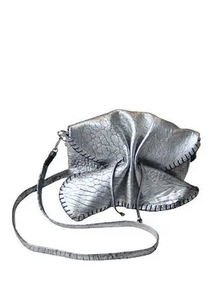 Carlos Falchi Butterfly Lambskin Crossbody Bag - Liquid Silver