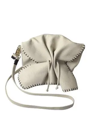 Carlos Falchi Butterfly Lambskin Crossbody Bag - Winter White