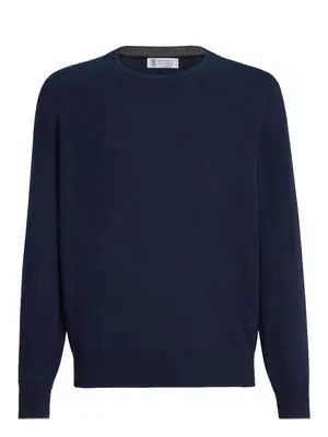 Brunello Cucinelli Cashmere Crewneck Sweater - Navy Blue