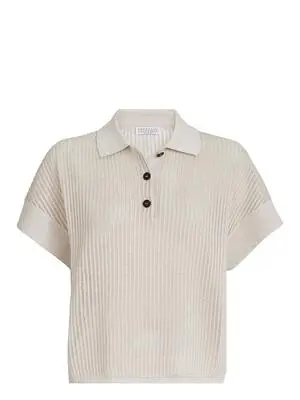 BRUNELLO CUCINELLI Ribbed Knit Polo Shirt