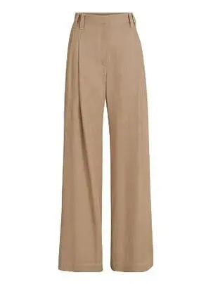 Brunello Cucinelli Wide Leg Cotton Twill Trousers - Desert