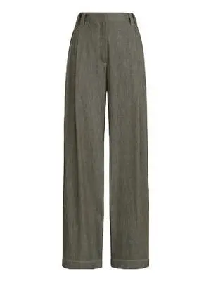 Brunello Cucinelli Wide Leg Cotton Twill Trousers - Olive