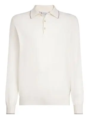 Brunello Cucinelli Cotton And Cashmere Knit Polo - Panama