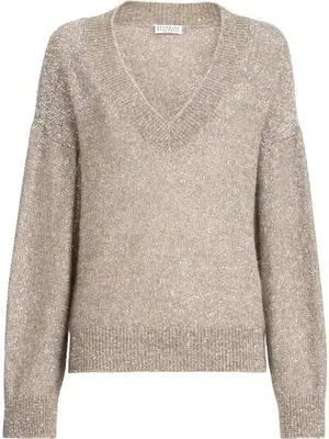 Brunello Cucinelli Sequin Embellished Sweater - Light Brown
