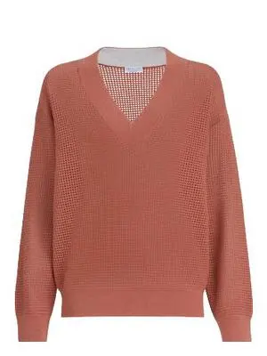 Brunello Cucinelli Cashmere Net Sweater - Orange